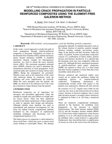 Pdf Modelling Crack Propagation In Particle Reinforced Composites Using The Element Free