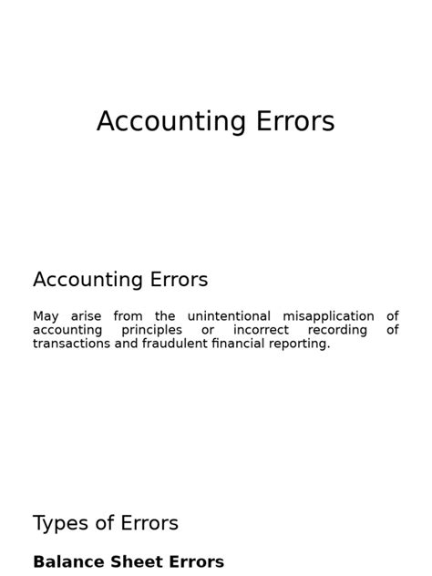 05 Accounting Errors Pdf Balance Sheet Income Statement