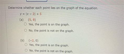 Solved Determine Whether Each Point Lies On The Graph Of The Chegg Com