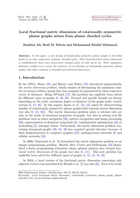 Pdf Local Fractional Metric Dimension Of Rotationally Symmetric Planar Graphs Arisen From