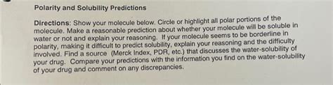 Polarity And Solubility Predictions Directions Show Chegg Com