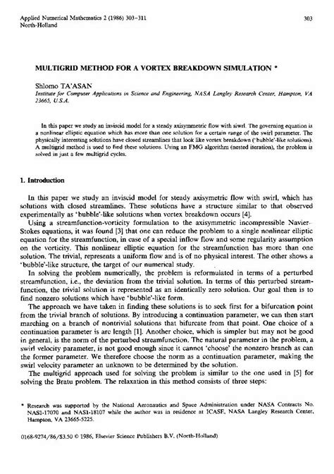 PDF Multigrid Method For A Vortex Breakdown Simulation DOKUMEN TIPS