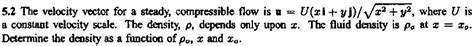 Solved 5 2 The Velocity Vector For A Steady Compressible