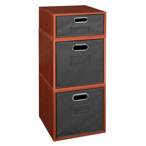 Regency Niche Cubo Storage Set 2 Full Cubes 1 Half Cube With Foldable Storage Bins Cherry Grey