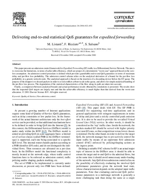 Pdf End To End Qos In Ef Traffic Control