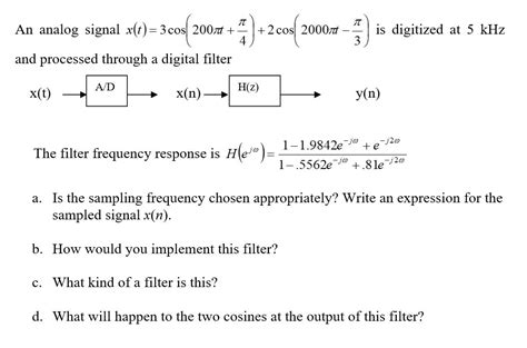 solved an analog signal x t 3cos 200πt 4π 2cos 2000πt−3π