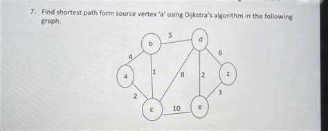 solved find shortest path form source vertex a ﻿using