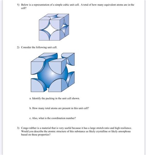 Solved 1 Below Is A Representation Of A Simple Cubic Unit Chegg Com