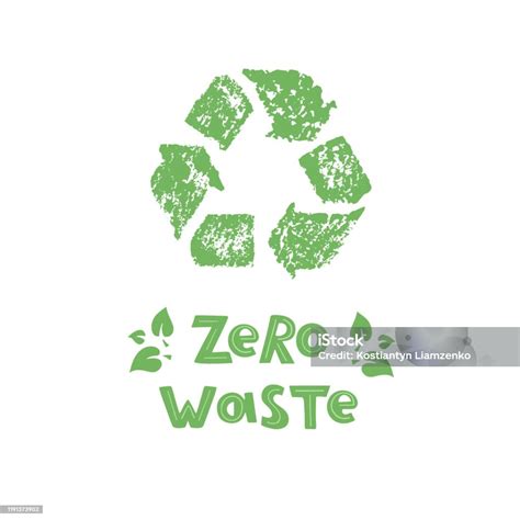 제로 폐기물 로고 디자인 템플릿 녹색 에코 잎과 손으로 쓴 텍스트 제목 기호입니다 0에 대한 스톡 벡터 아트 및 기타 이미지