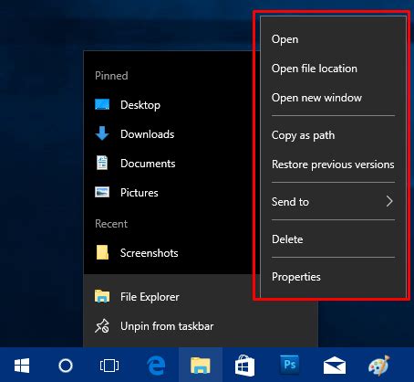 How To Open Right Click Menu For Icons On Taskbar In Windows