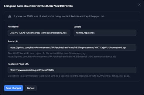 Hash Labels RetroAchievements