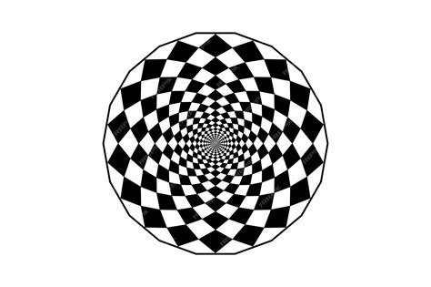 Premium Vector Hypnotic Art Mandala Design Optical Spiral Illusion Optical Checkered Circle
