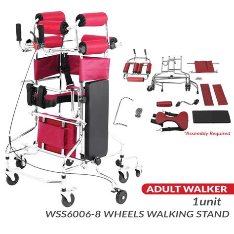 Adult Walker With 8 Wheel Rehabilitation Elderly Stroke Cerebral Palsy