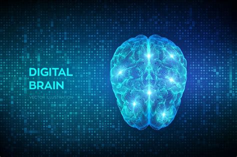 Premium Vector Brain Digital Brain On Streaming Digital Binary Code