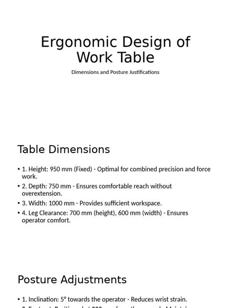 Ergonomic Table Design Pdf