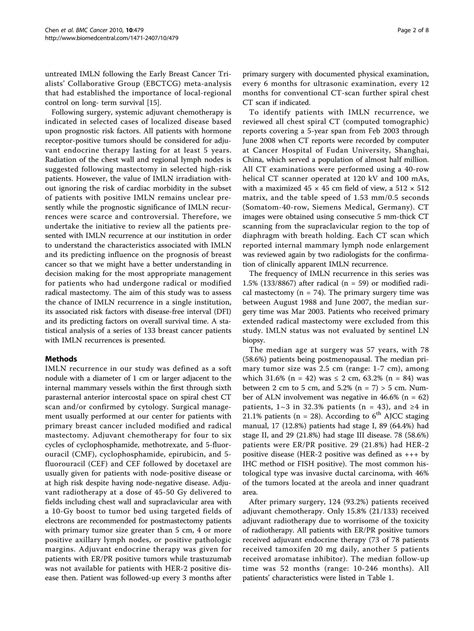 Solution Internal Mammary Lymph Node Recurrence Rare But Characteristic Metastasis Site In