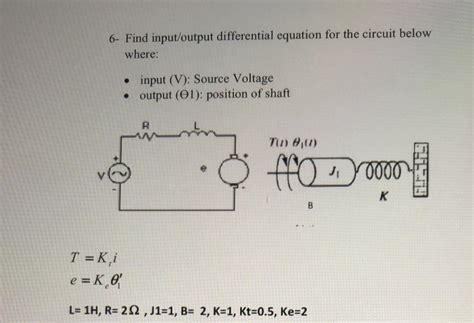 solved 6 find input output differential equation for the