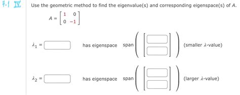 Solved Use The Geometric Method To Find The Eigenvalue S Chegg