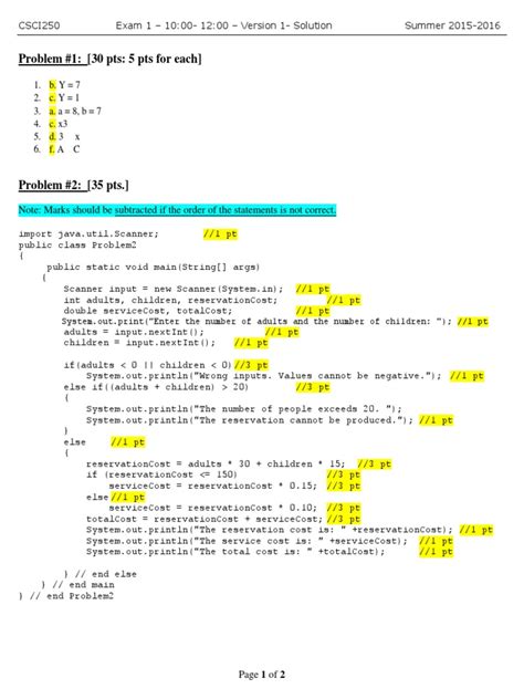 Csci250 Introduction To Programming Sample Exam 1 B Solution