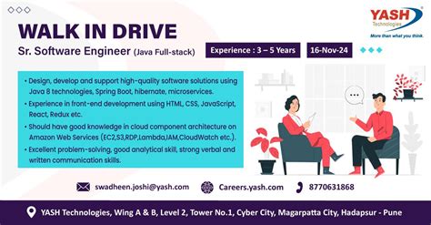 Swadheen Joshi On Linkedin 🚶‍♂️yash Technologies Is Having Scheduled Walk In Interview Drive For