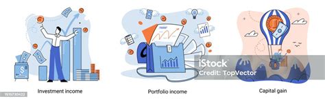 자본 이득 포트폴리오 소득 투자 소득 투자 및 채권 현금 흐름 뮤추얼 펀드 0명에 대한 스톡 벡터 아트 및 기타 이미지 0명 개념 경제 Istock
