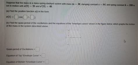 Solved Suppose That The Mass In A Mass Spring Dashpot System