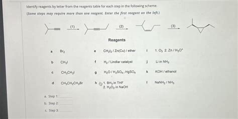 Solved Identify Reagents By Letter From The Reagents Table