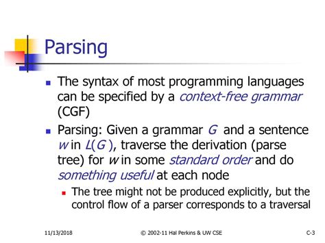 Parsing Context Free Grammars Hal Perkins Autumn Ppt Download