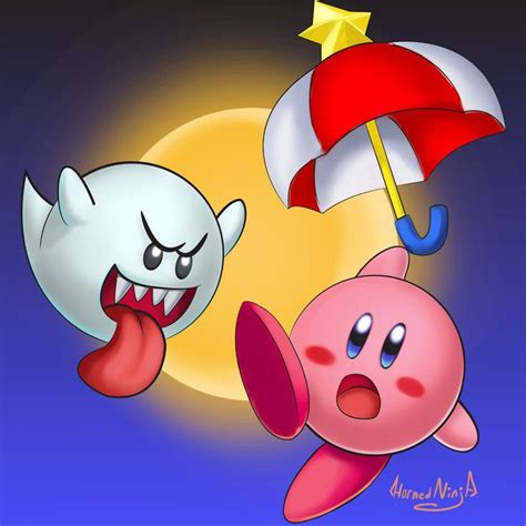 Kirby And Boo By Hornedninja Deviantart Com On Deviantart Kirby Kirby Games Kirby Art