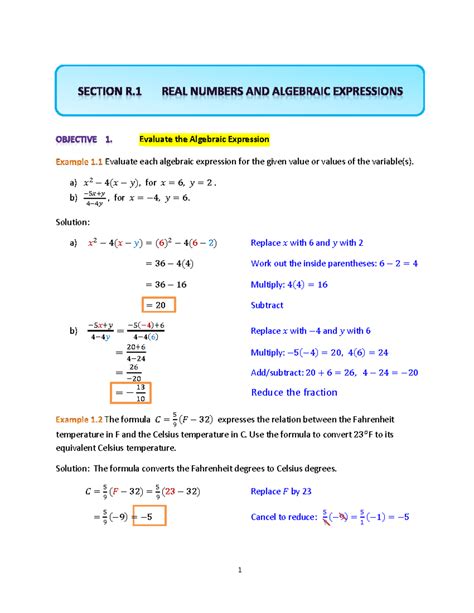 R Real Numbers Algebraic Expressions Evaluate The Algebraic