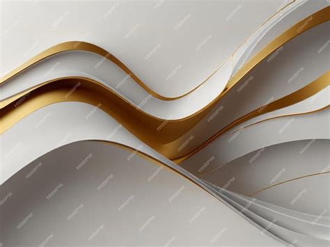 Abstract White Background With Smooth Golden Lines Premium Ai Generated Image