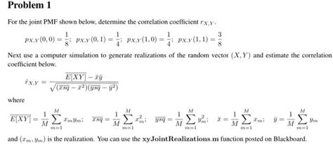 Solved Problem 1 For The Joint PMF Shown Below Determine Chegg Com