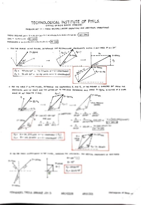 SOLUTION Problem Set Vector Operations And Resultant Of Force Vectors Studypool
