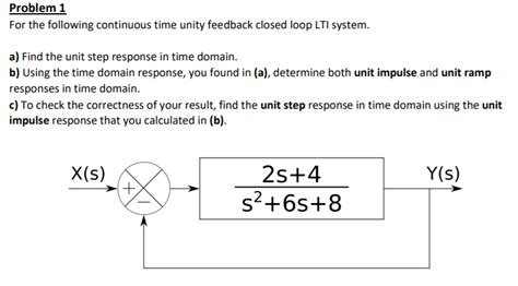 Solved Problem 1 For The Following Continuous Time Unity Chegg Com