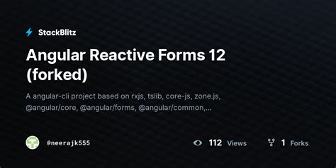 Angular Reactive Forms 12 Forked Stackblitz