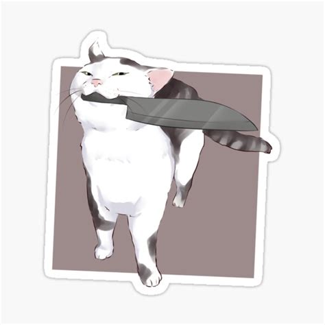 Smug Knife Cat No Fucks Catto Meme B58 Sticker By Nancysccys