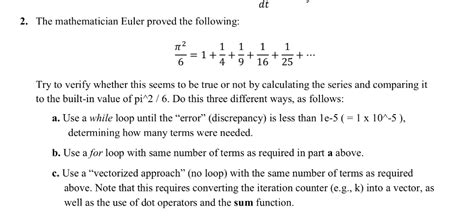 Solved Dt 2 The Mathematician Euler Proved The Following