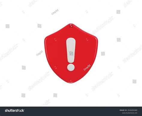 3d Shield Exclamation Mark Protection Warning Stock Vector Royalty