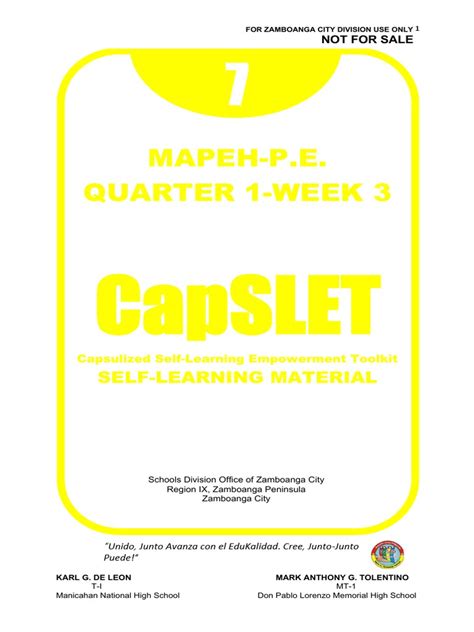 Mapeh Pe Quarter 1 Week 3 Capslet Pdf Track And Field Sport Of