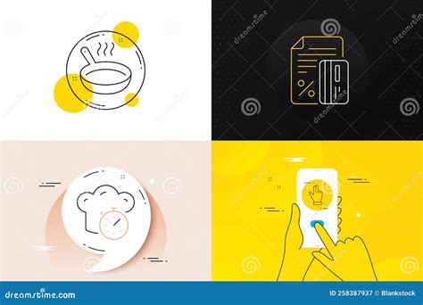 Id Card Frying Pan And Qr Code Line Icons Pack For Web App 3d Phone
