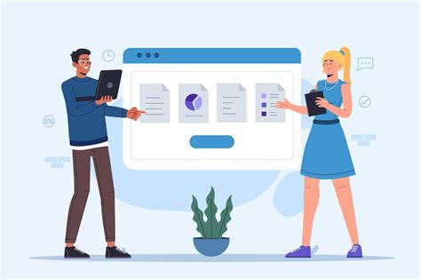 Premium Vector Man And Woman Assigning Task In A Board Flat Vector Illustration For Management