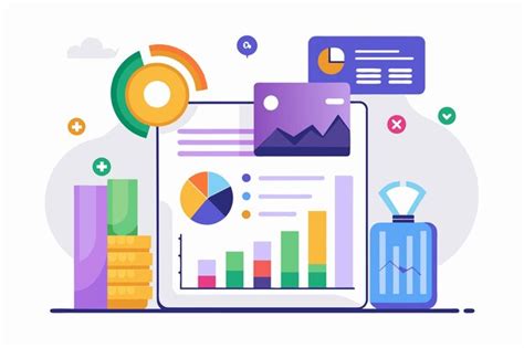 Premium Vector A Tablet Showing A Chart Analyzing Company Investment Reports Data Analysis Of