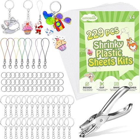 Artoshin 229 Pcs Shrinky Dink Sheets Kit Shrink Paper