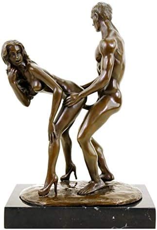 Erotic Bronze Statue Standing Lovers Sex Figurine Signed M Nick Nudes Height Cm