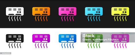 흑백 배경에 격리된 에어컨 아이콘을 설정합니다 분할 시스템 에어컨 시원하고 차가운 기후 제어 시스템 벡터 0명에 대한 스톡 벡터 아트 및 기타 이미지 Istock