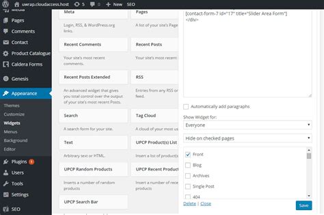 how to display or hide widgets on certain pages in wordpress
