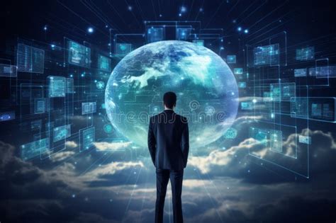 Corporate Executive Exploring Cloud Computing Stock Illustration