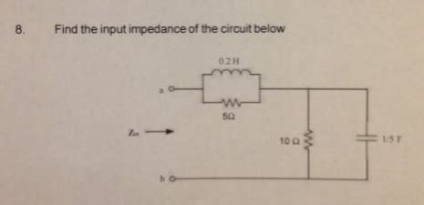 Solved Find The Input Impedance Of The Circuit Below Chegg Com