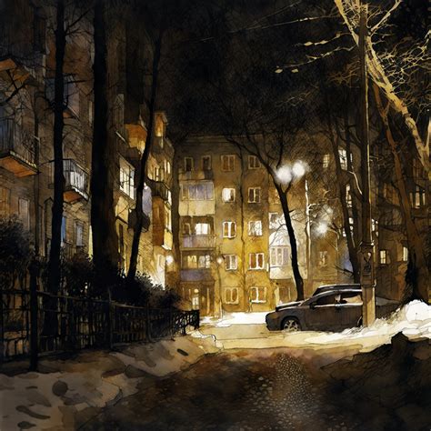 Город, ночь, снег | Пикабу