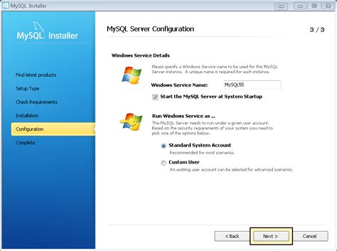 Mysql Install Mysql Server Configuration 3of3 Next Highlighted Frankie Fillings